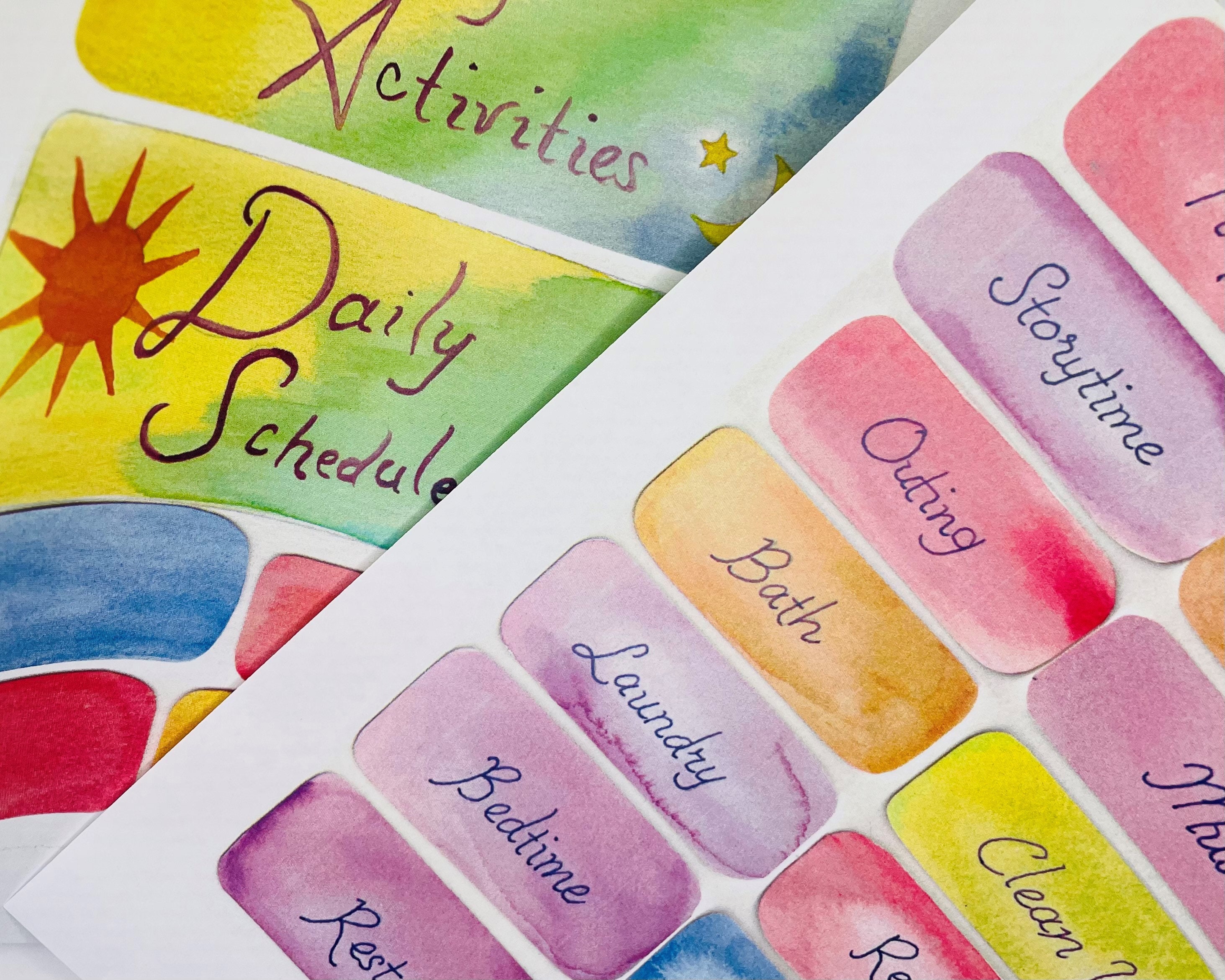 Daily Rhythm Chart - Printable Planner Schedule - Watercolor - Digital ...