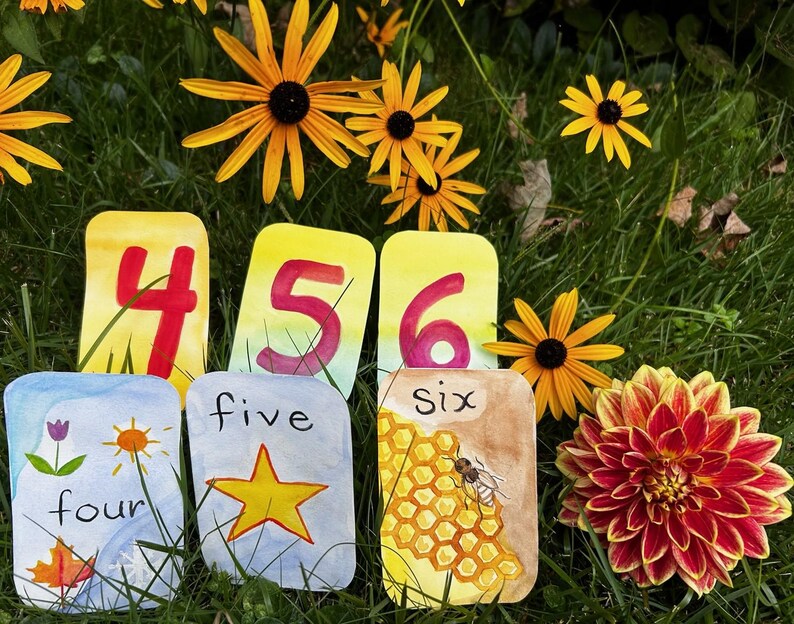 Waldorf Number Flash Cards - Printable - Counting - Watercolor ...