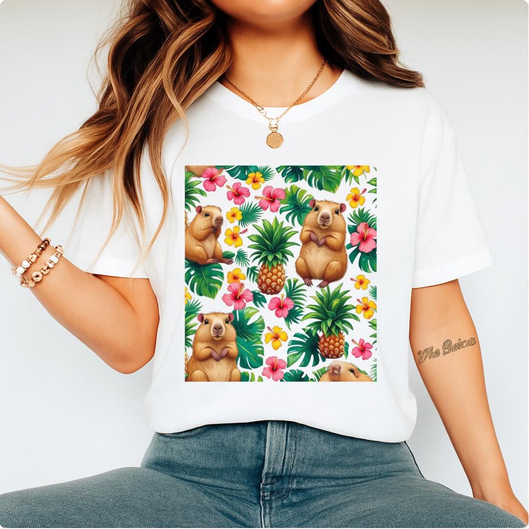 Funny Hawaiian Capybara T-shirt Meme, Banana, Tarot & Ghost Capybara ...