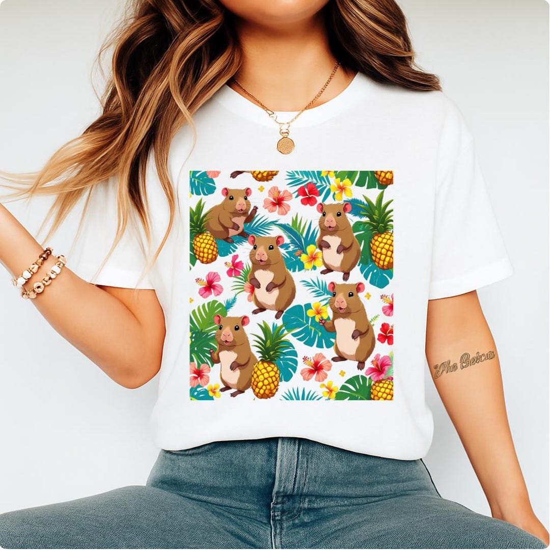Funny Hawaiian Capybara T-shirt Meme, Banana, Tarot & Ghost Capybara ...