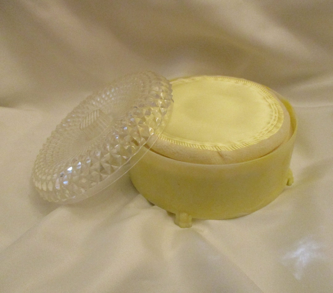 Vintage Golden Mimosa Yellow Plastic Dusting Powder Box Cheramy Sealed ...