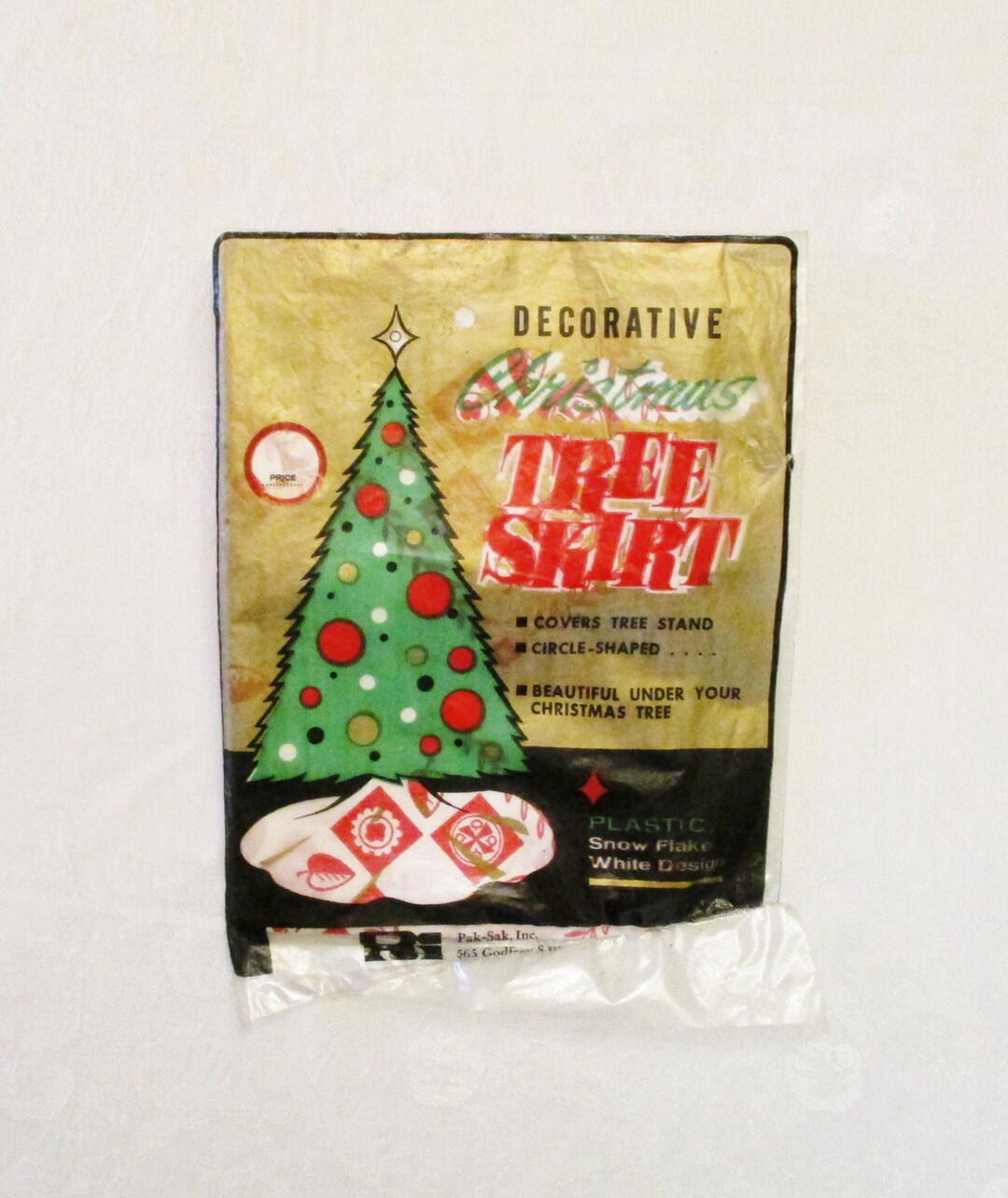 Vintage Pak-sak Plastic Christmas Tree Skirt Unopened Package Holiday ...
