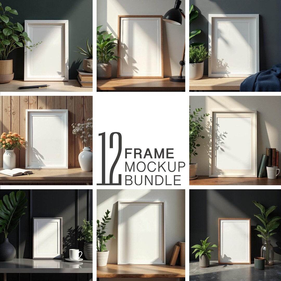 Passepartout Frames Mockup Set Bundle: Digital Art Display (PNG, PSD ...