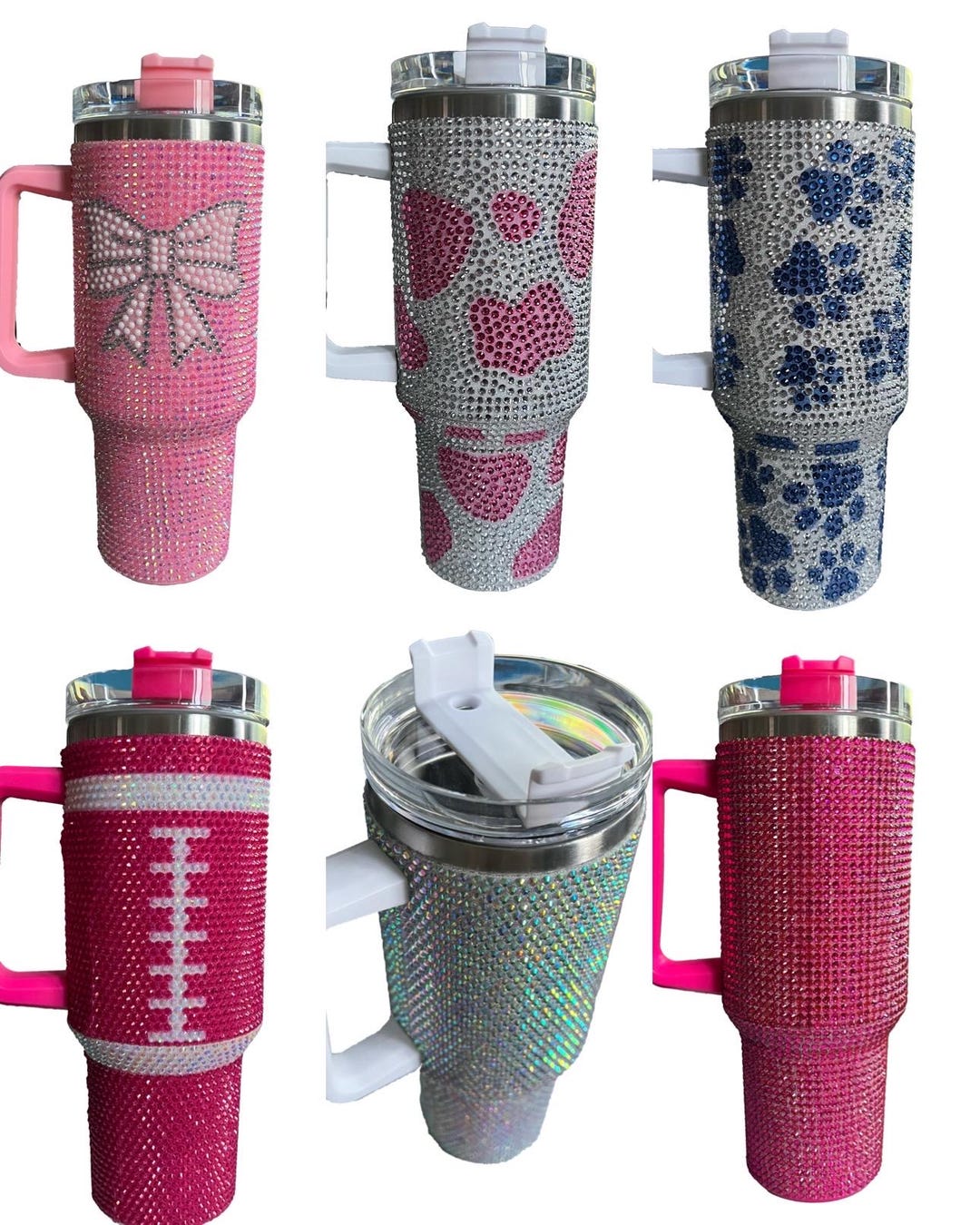 DIAMOND HOTNESS Rhinestone Tumble 40oz With Handle & Straw -stainless ...