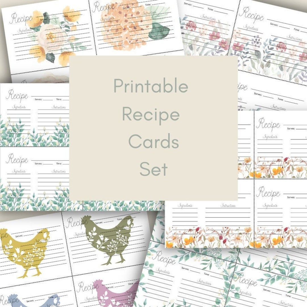 Printable Recipe Card SET / Homestead Kitchen Recipe Cards / Digital ...
