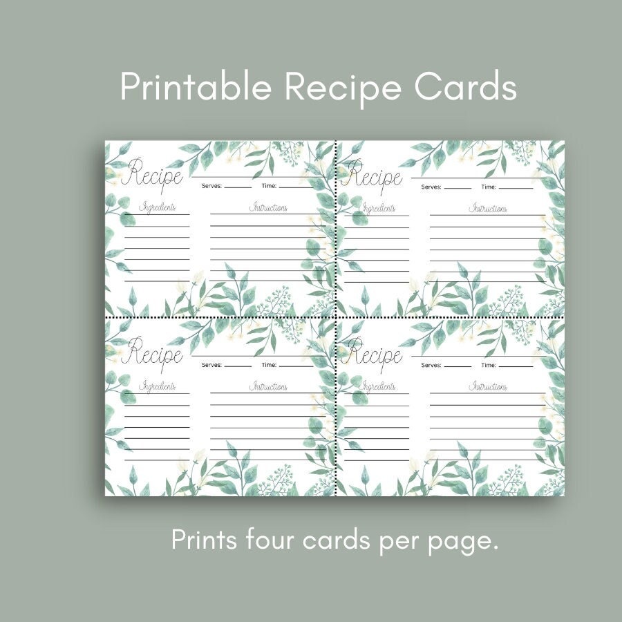 Printable Recipe Cards / Homestead Kitchen Recipe Cards / Digital ...
