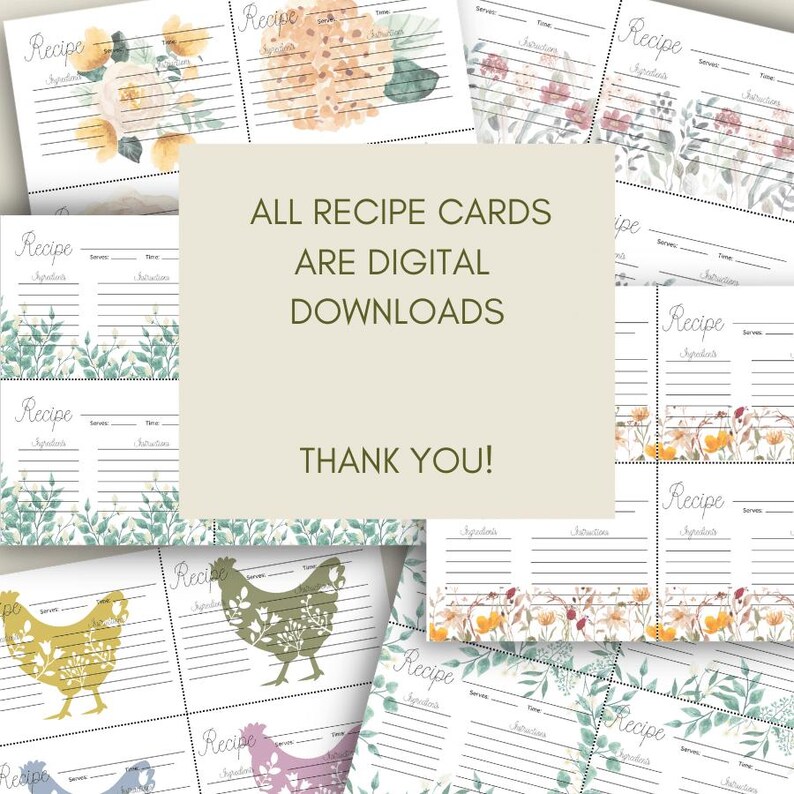 Homestead Recipe Card Template: Cottagecore Printable (digital Download ...