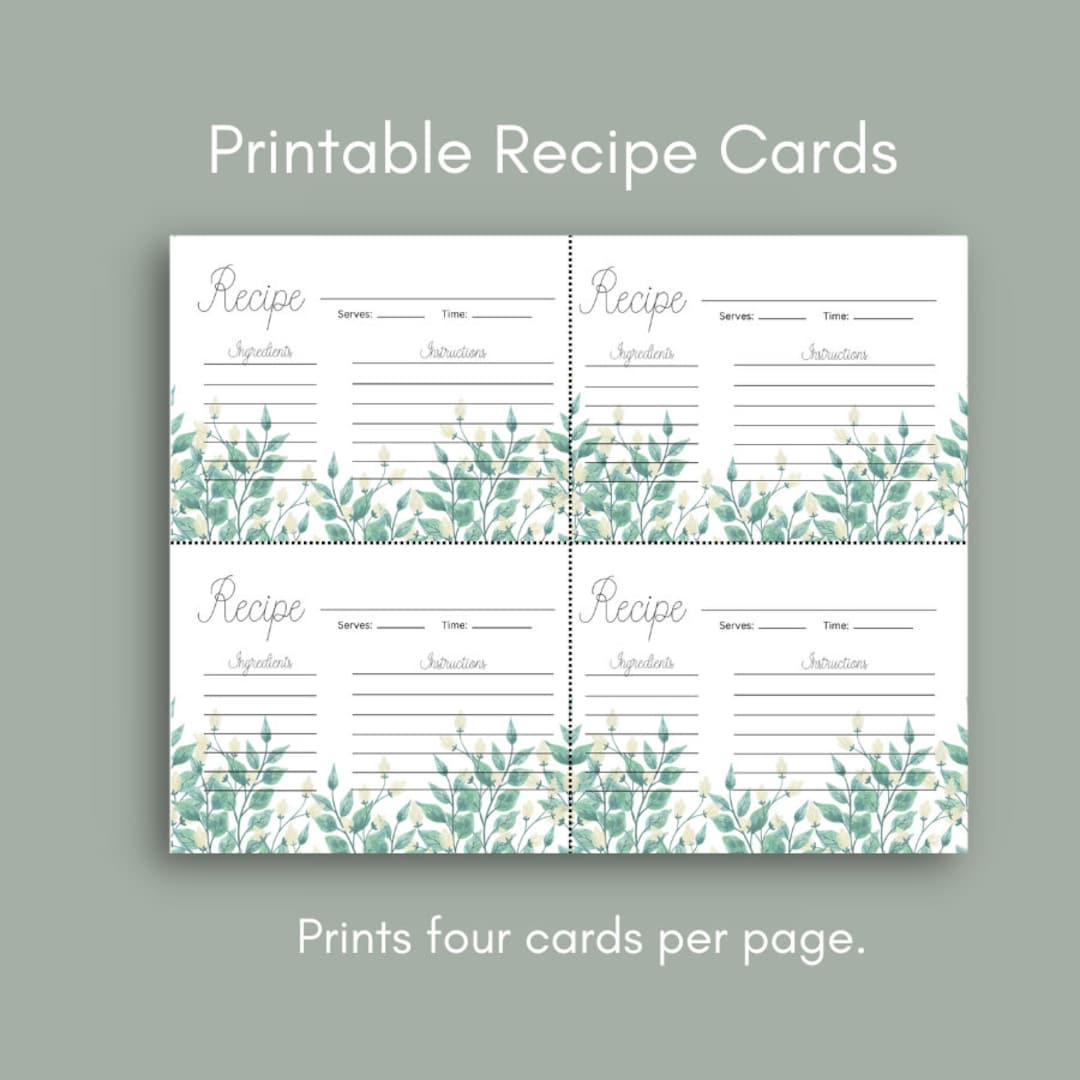 Printable Recipe Cards / Homestead Kitchen Recipe Cards / Digital ...