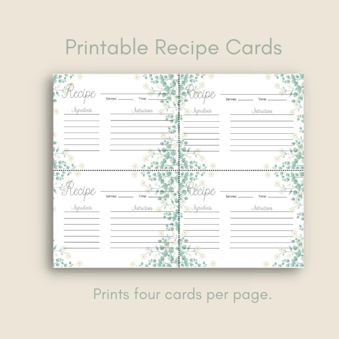 Recipe Card Digital Download Homestead Recipe Card Template Gift for ...