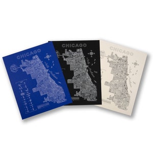 Neon Neighborhood Map of Chicago Screen Print - 16"w X 20"h - Chicago ...