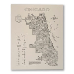Neon Neighborhood Map of Chicago Screen Print - 16"w X 20"h - Chicago ...