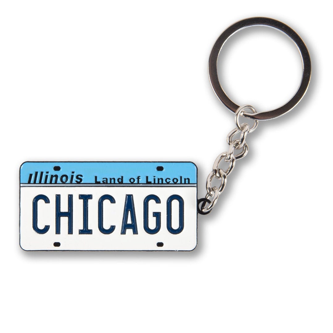 Illinois Vintage License Plate Enamel Keychain With Silver Keyring Cast ...