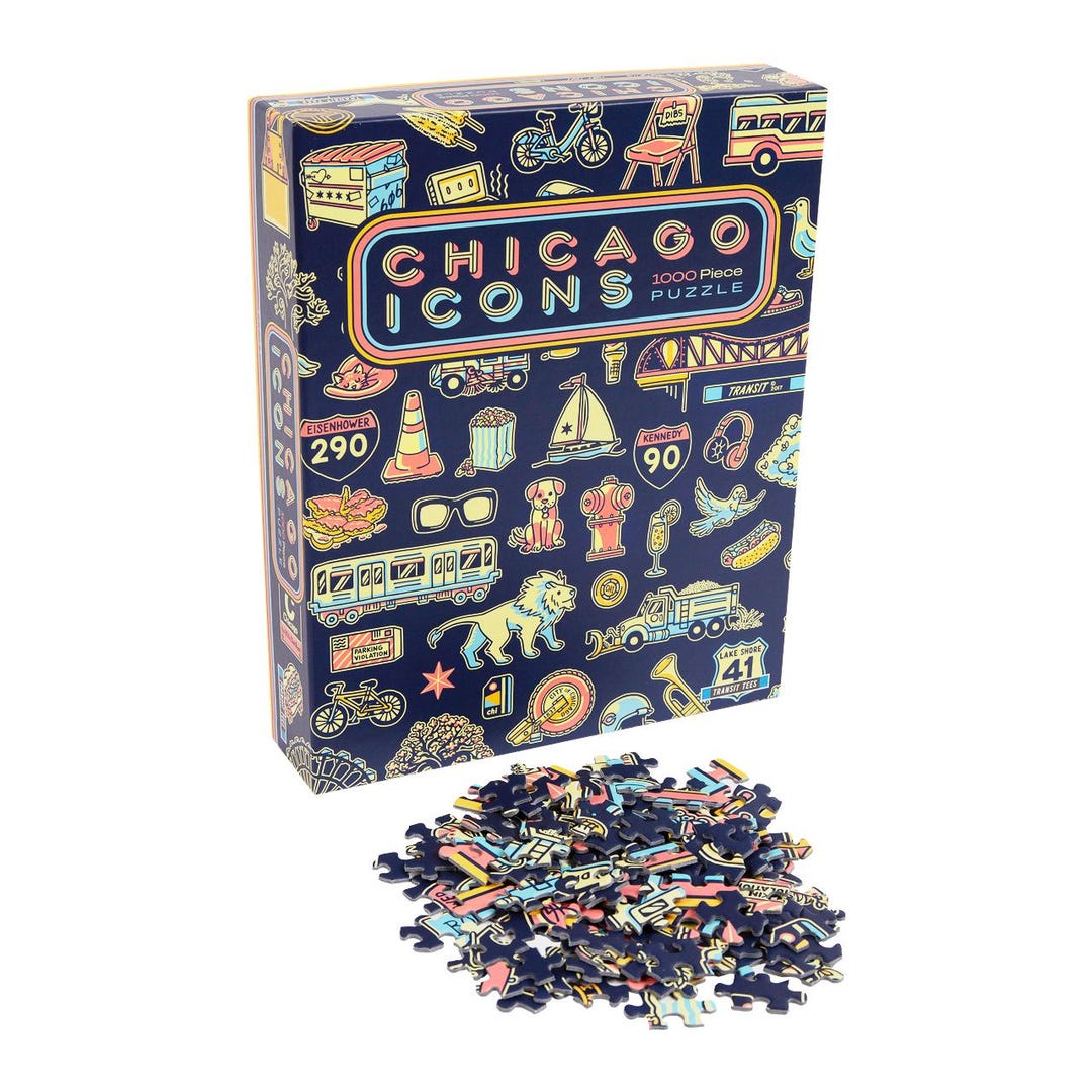 Chicago Icons 1000 Piece Puzzle - Chicago Puzzle, Chicago Gift, Chicago ...