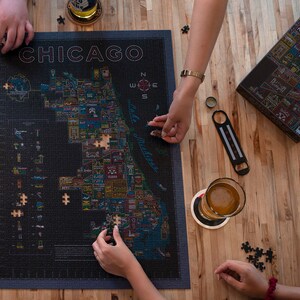 Neon Neighborhood Map of Chicago 1000 Piece Puzzle - Great Gift for ...