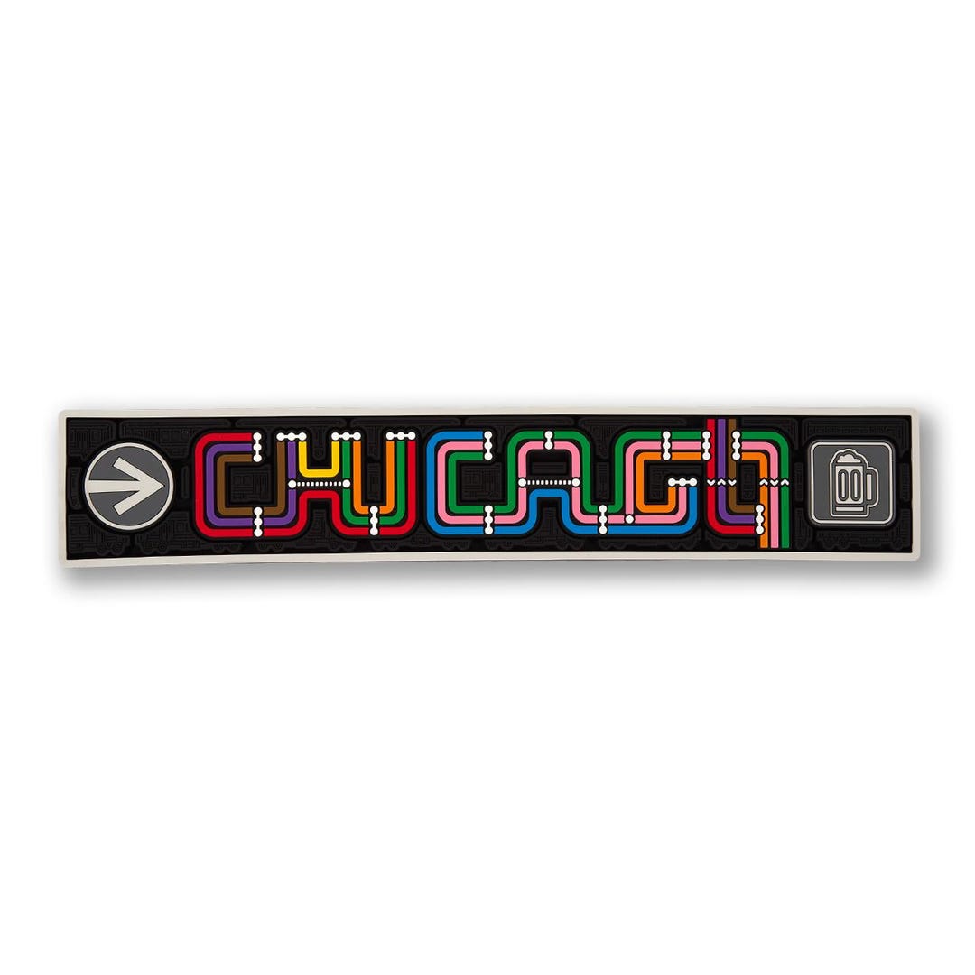 Chicago Transit Type Bar Mat - Chicago Bar Mat, Chicago Bartender Gift ...