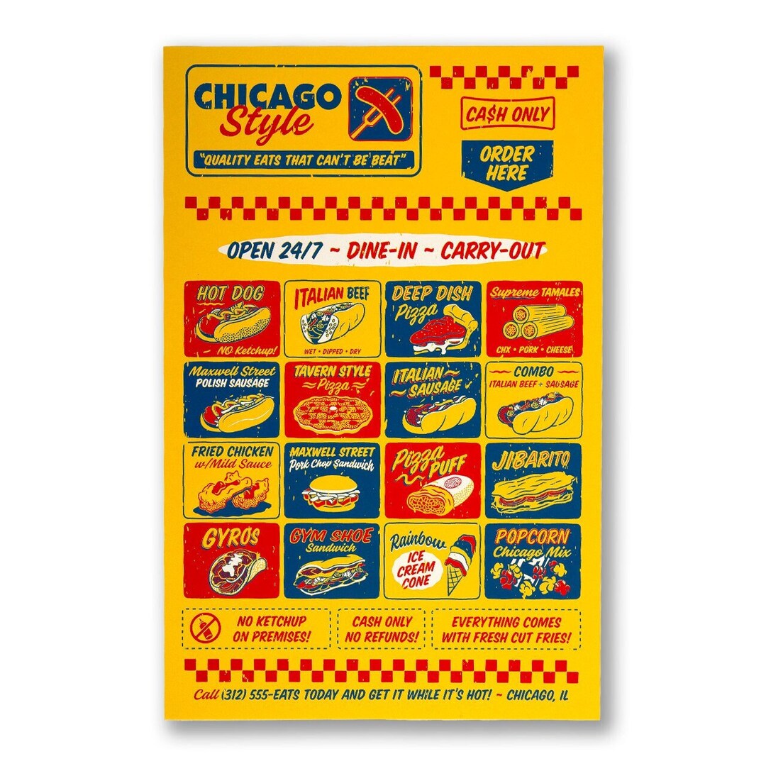 Chicago Style Eats Printed Poster - 11" X 17" Print - Chicago Style Hot ...