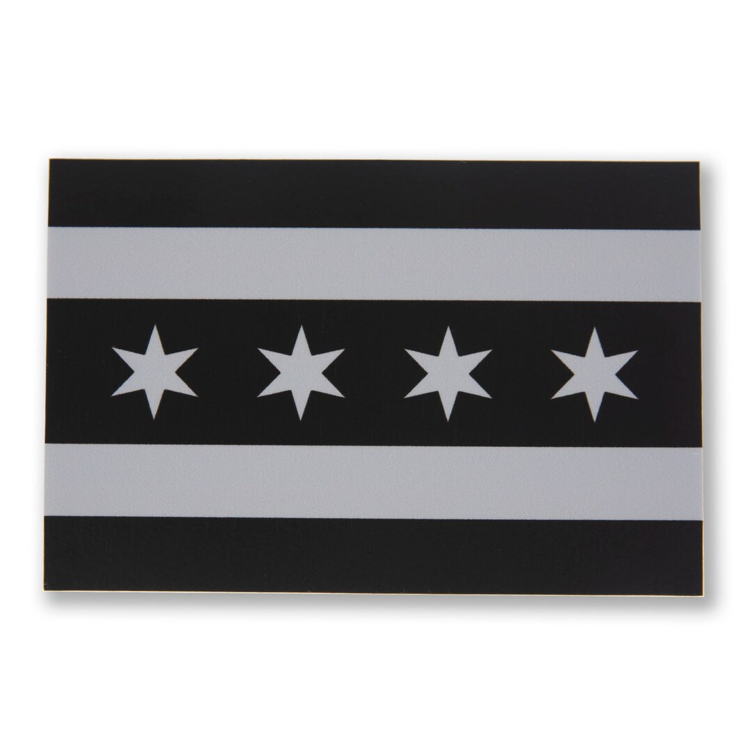Greyscale Chicago Flag Sticker Pack of 4 Durable, Waterproof, UV ...