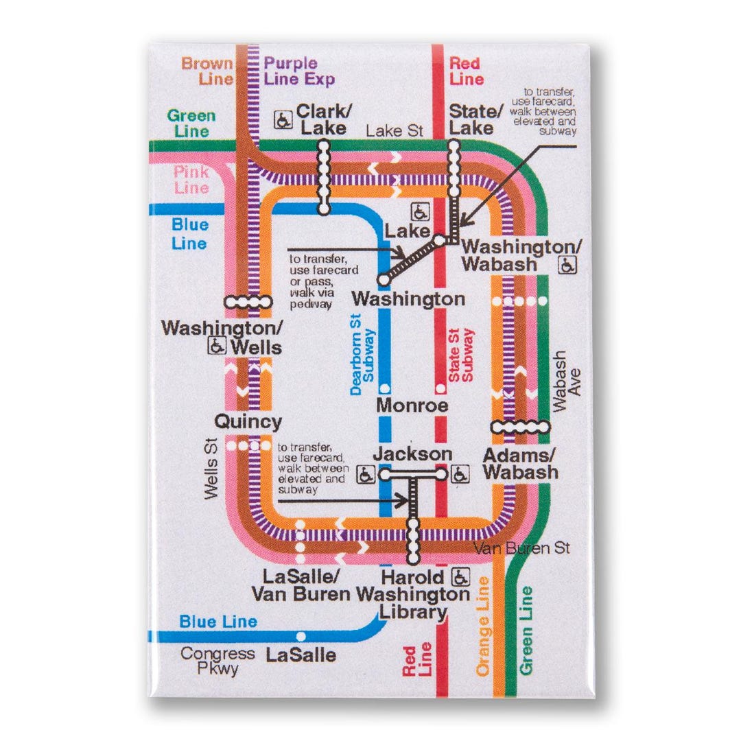 Loop Map 3" X 2" Magnet- Chicago Loop, Chicago Decor, Chicago Map, CTA ...