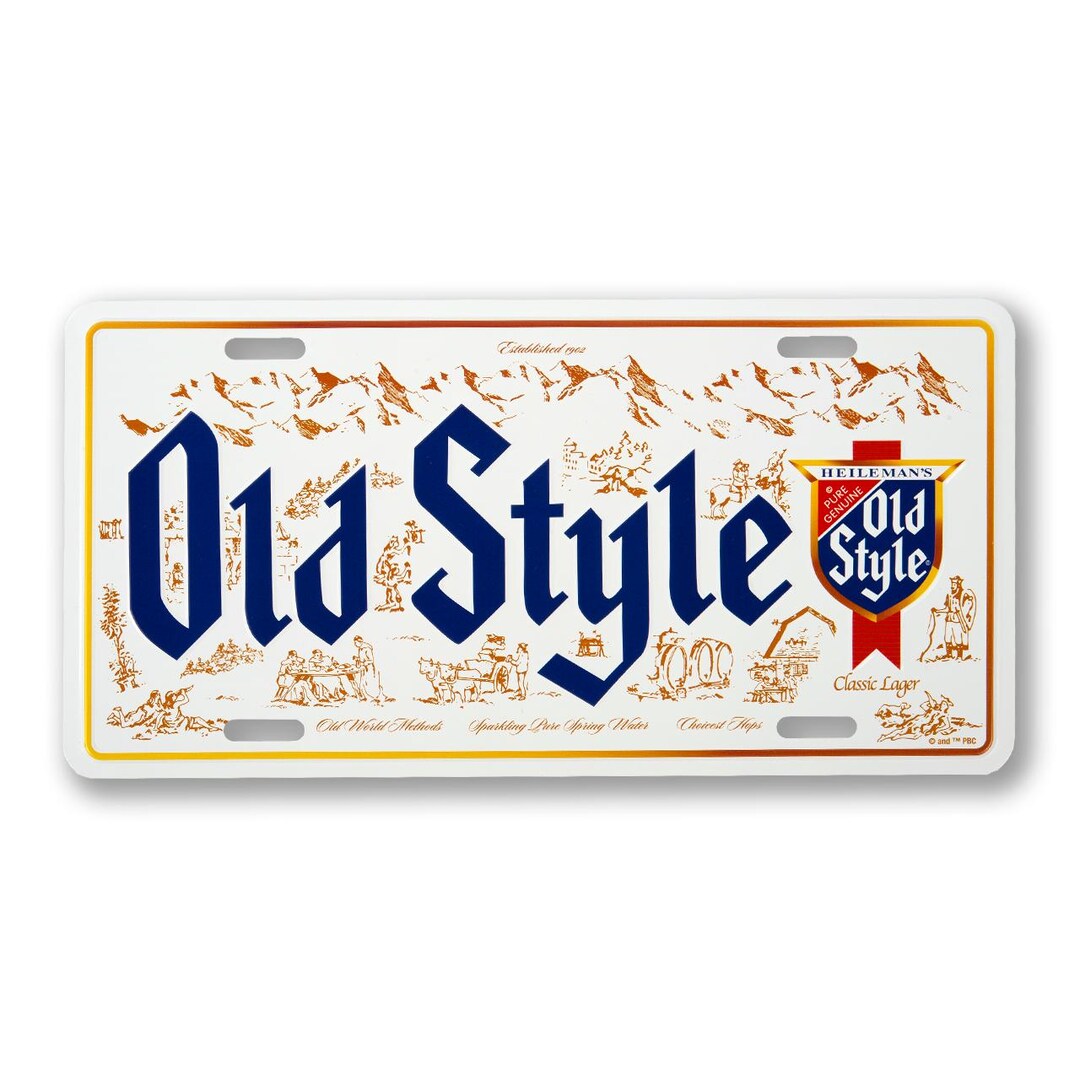 Old Style Can License Plate Tin Tacker - Old Style Sign, Vintage Beer ...
