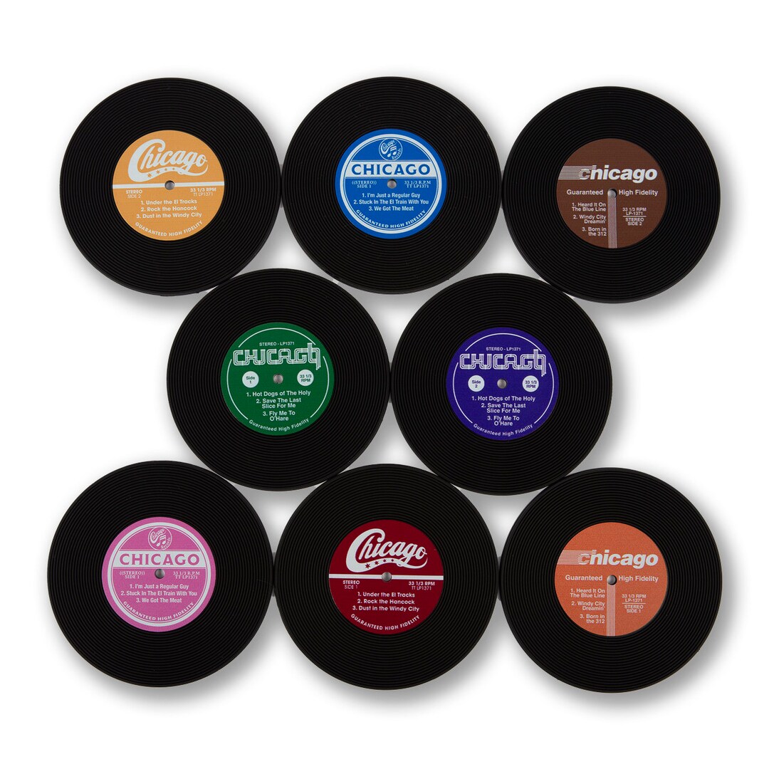 Chicago Vinyl Record Coasters - 8 Pack - Chicago Coasters, Chicago ...
