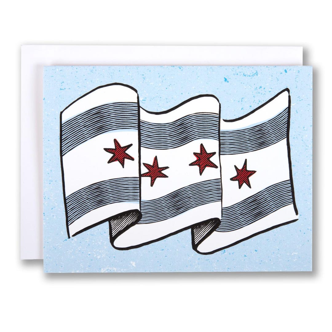 Waving Chicago Flag - Greeting Card - Chicago Flag Card, Chicago Card ...