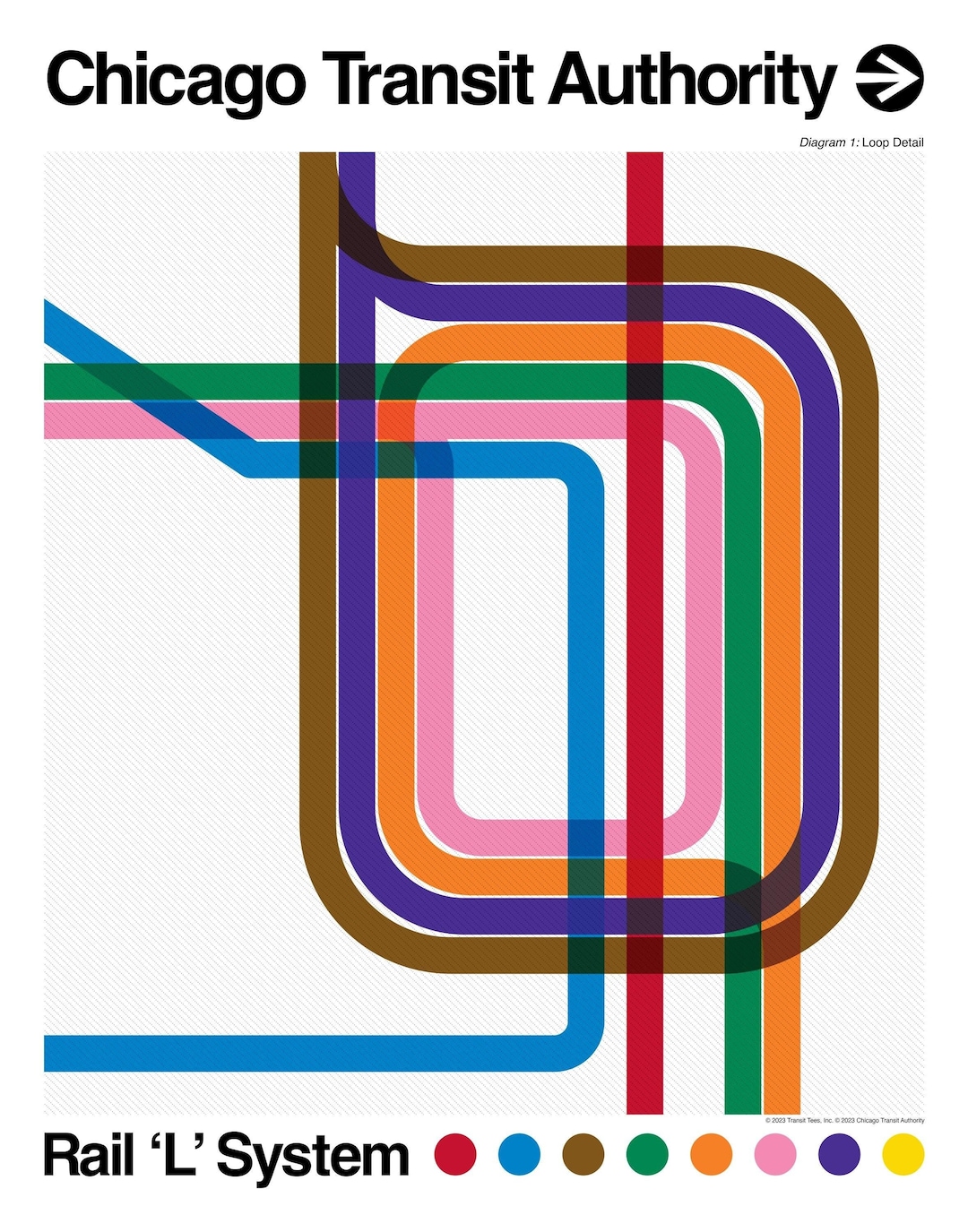 Contemporary CTA Loop Poster - Chicago Loop Artwork, Chicago Wall Art ...