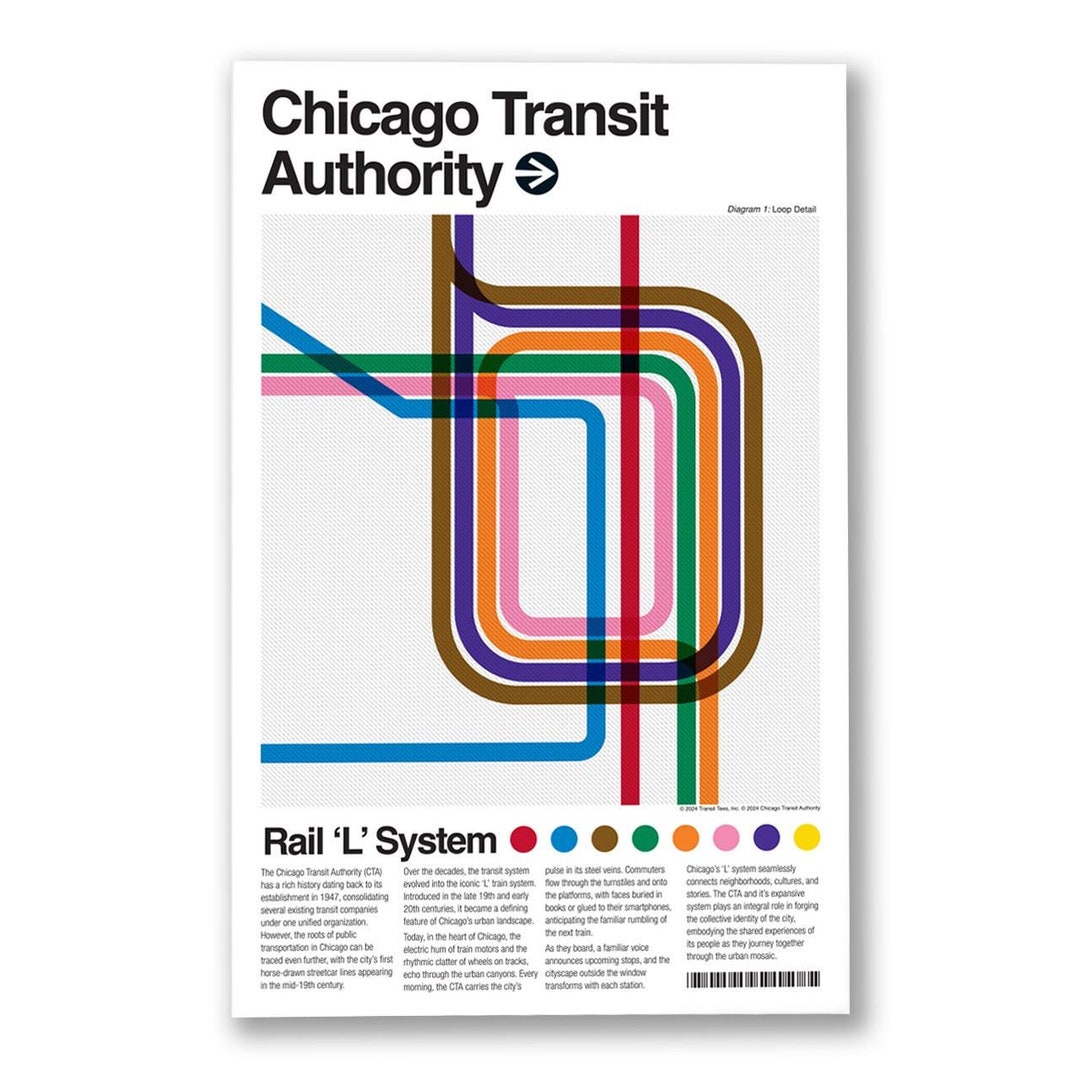 Contemporary CTA Loop Print - 11" X 17" - Chicago Loop Artwork, Chicago Wall Art, Chicago Poster ...