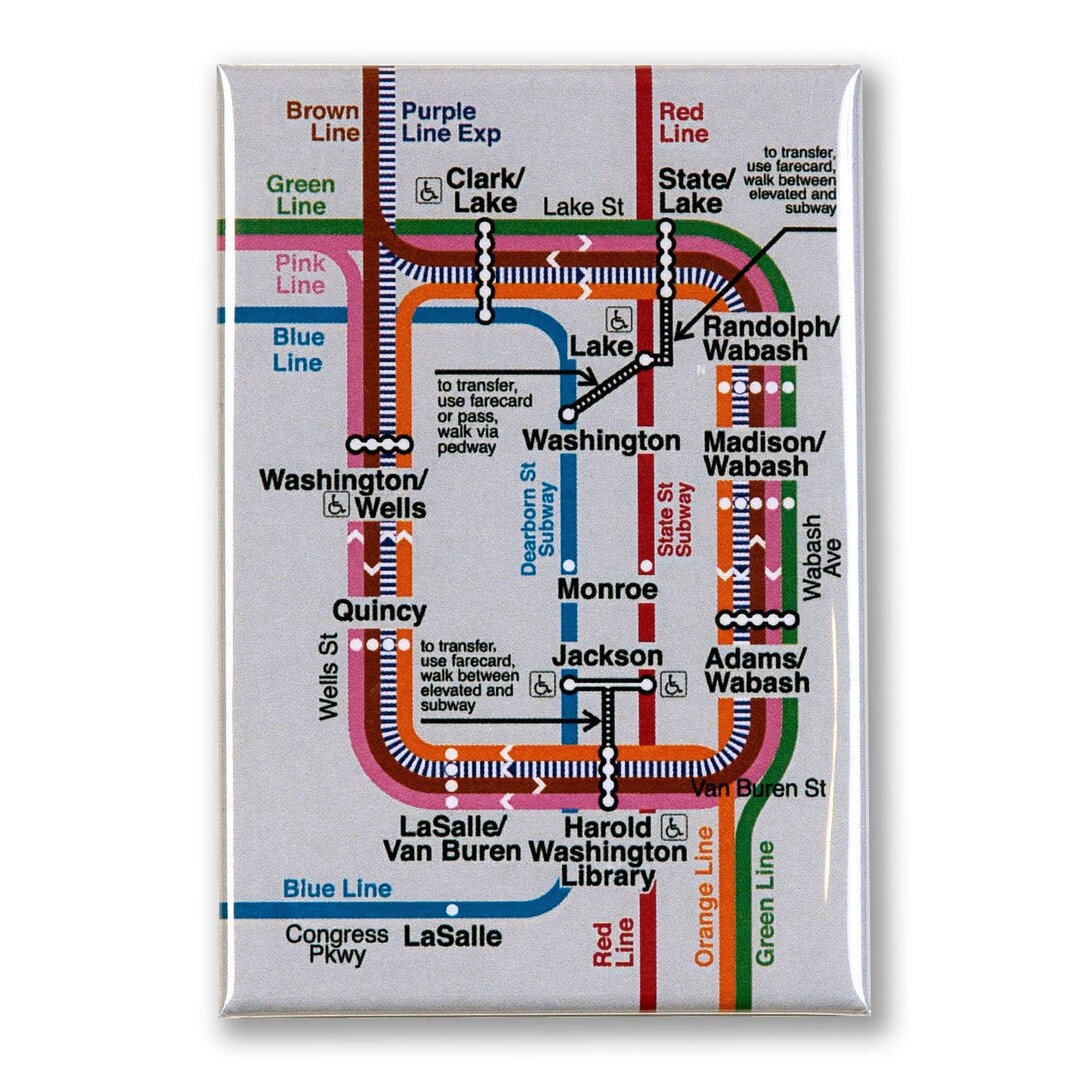 Loop Map 3x2 Magnet Chicago Loop, Chicago Decor, Chicago Map, CTA Loop ...