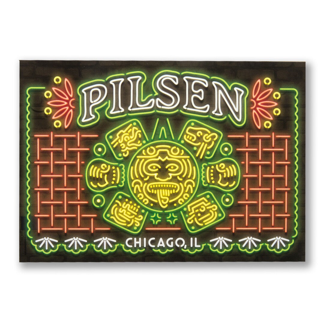 Pilsen Neon Neighborhood Postcard - Chicago Postcard, Chicago Gift ...