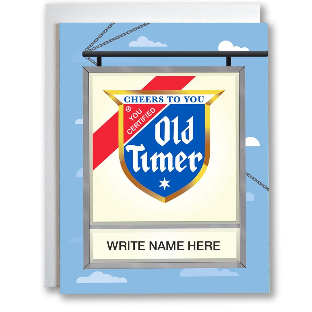 Old Timer Sign Your Name Greeting Card - Old Style Themed - Great Gift ...