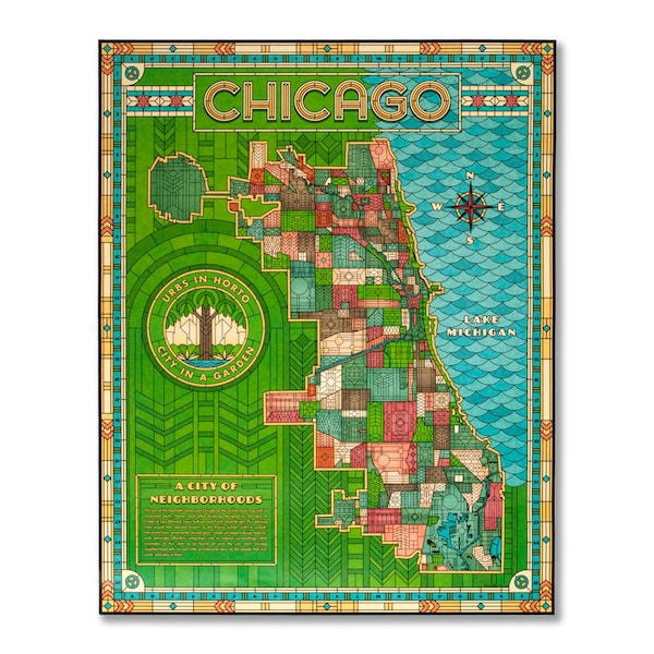 Chicago Neighborhoods Art Poster - Etsy
