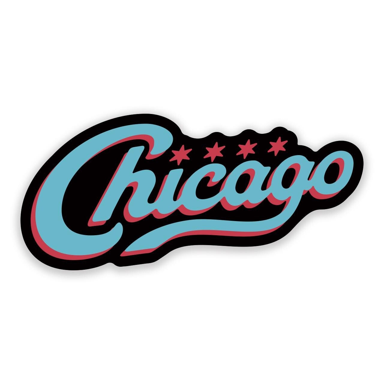 Chicago Vintage Script Sticker - Black Background - Chicago Sticker ...
