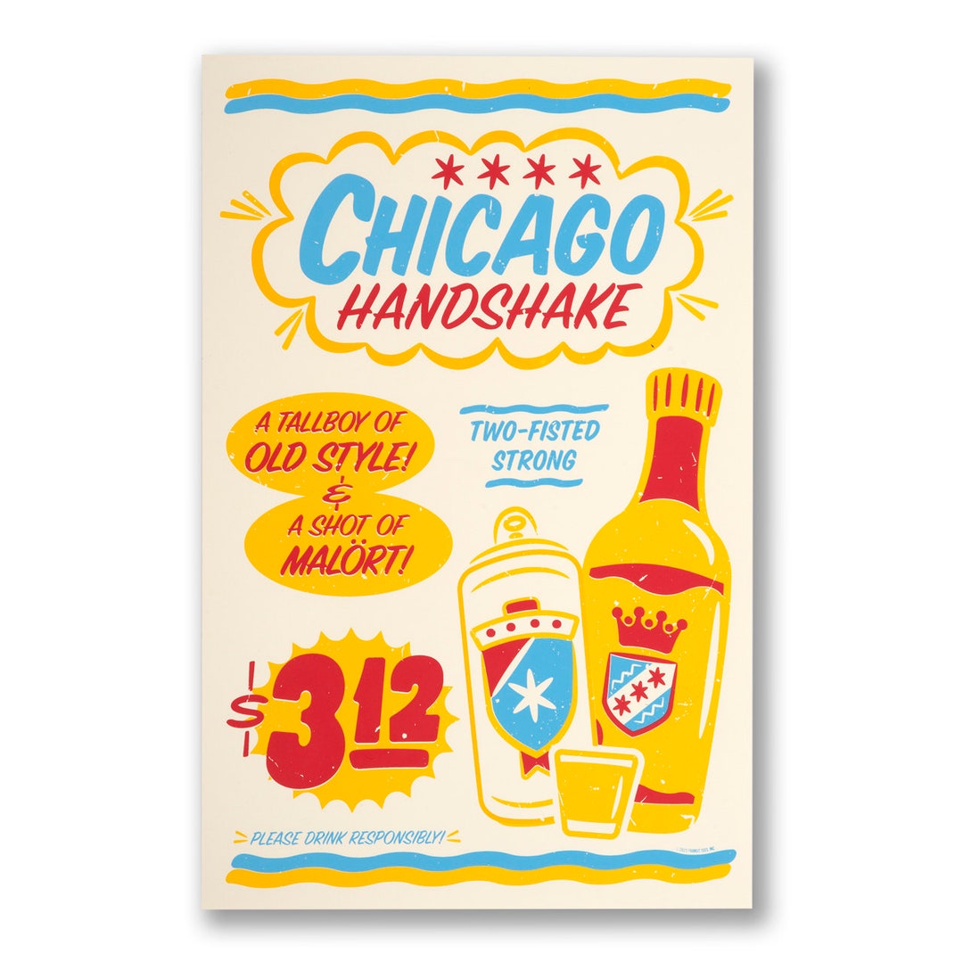 Chicago Handshake Printed Poster - 11" X 17" Poster - Old Style Poster ...