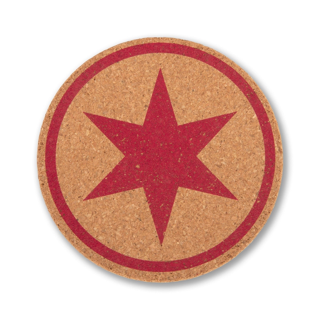 City of Chicago Six-pointed Red Star 4" Diameter Cork Coaster - Great ...