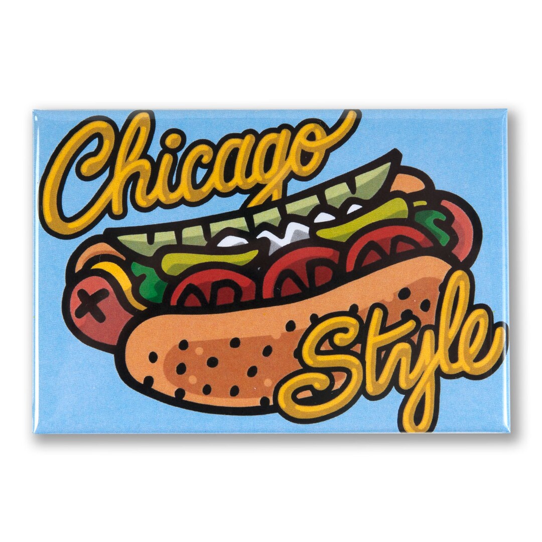 Chicago Style Hot Dog 3" X 2" Magnet - Chicago Magnet, Hot Dog Magnet ...