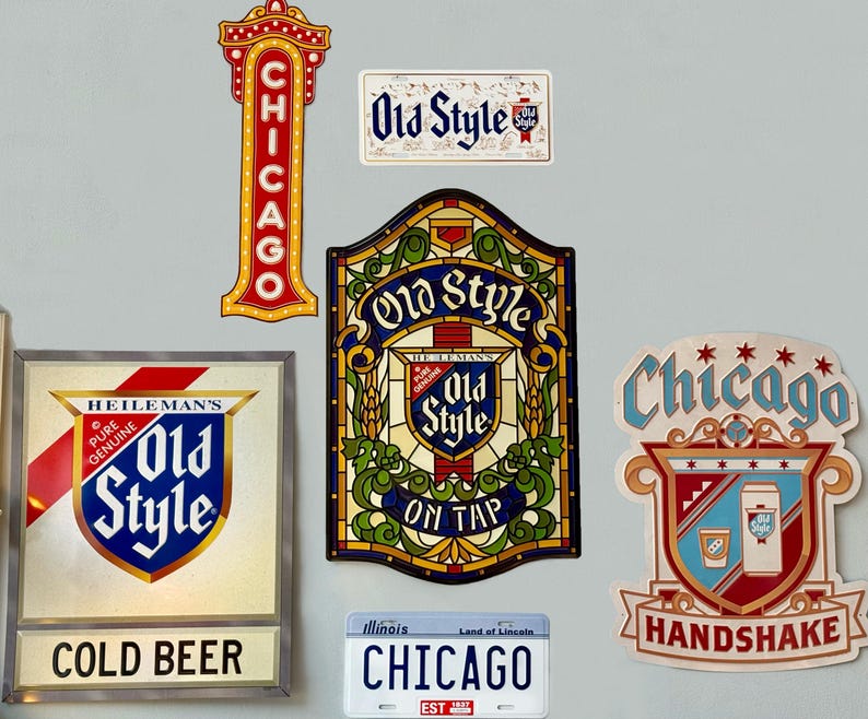 Old Style Stained Glass Tin Tacker - Old Style Sign, Vintage Beer Sign ...