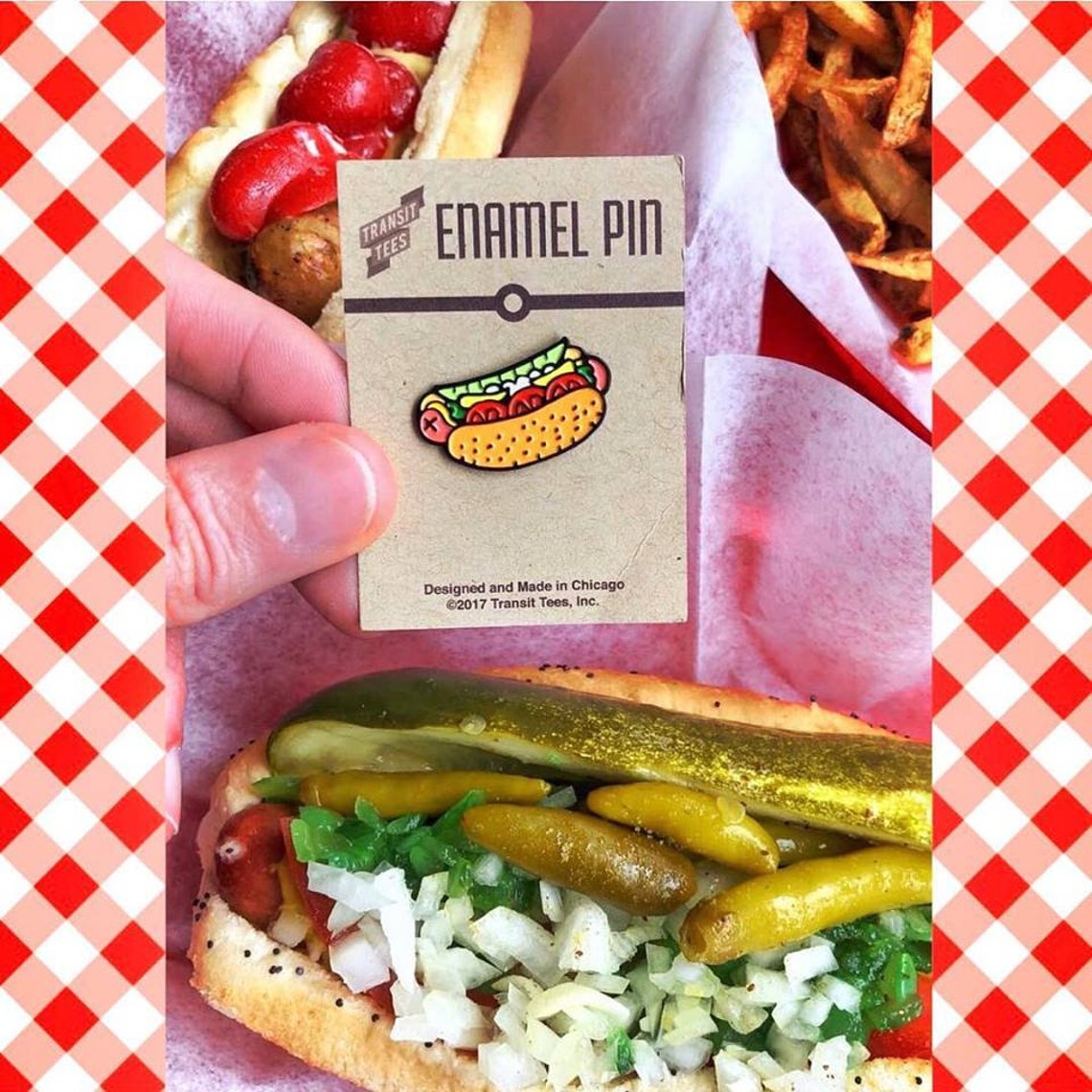 Chicago Style Hot Dog Enamel Pin Cast in Black Metal With | Etsy