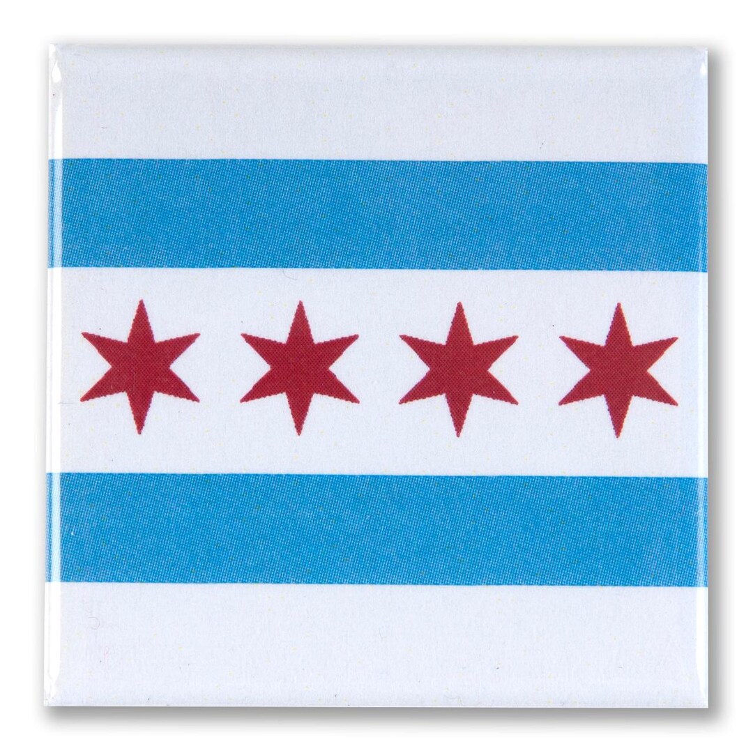 Chicago Flag Square Magnet - Chicago Magnet, Chicago Flag Gift, Chicago ...
