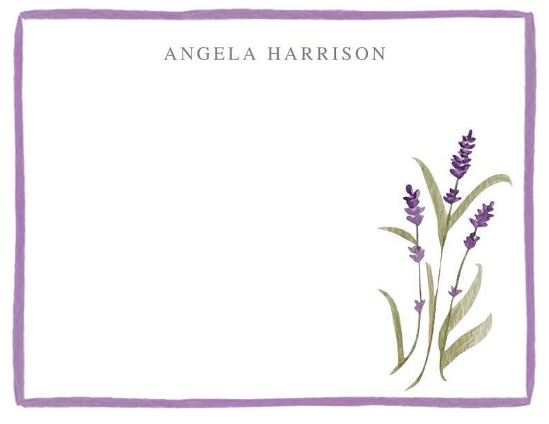 Personalized Lavender Notecards: Floral Stationery Gift - Etsy