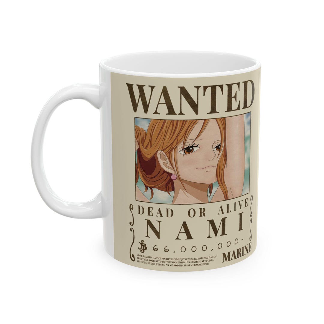 Anime Ceramic Mug - Wanted Nami Design, One Piece Coffee Cup, Pirate ...