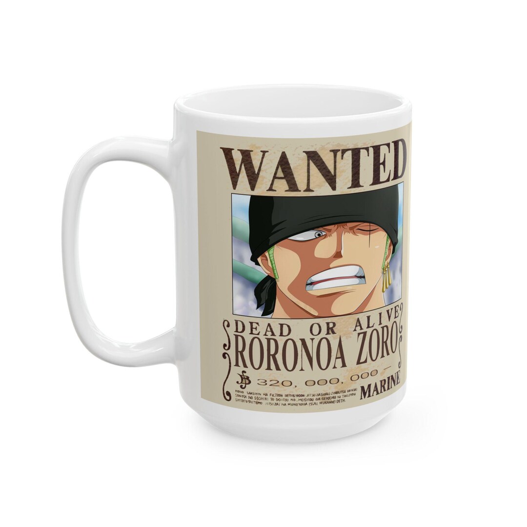 Zoro Wanted Poster Mug, Pirate Anime Fans Gift, 11oz, 15oz Coffee Cup ...