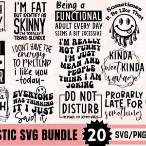 Funny Svg Bundle, Sarcastic SVG Bundle, Funny Design 20 PNG .svg Funny ...