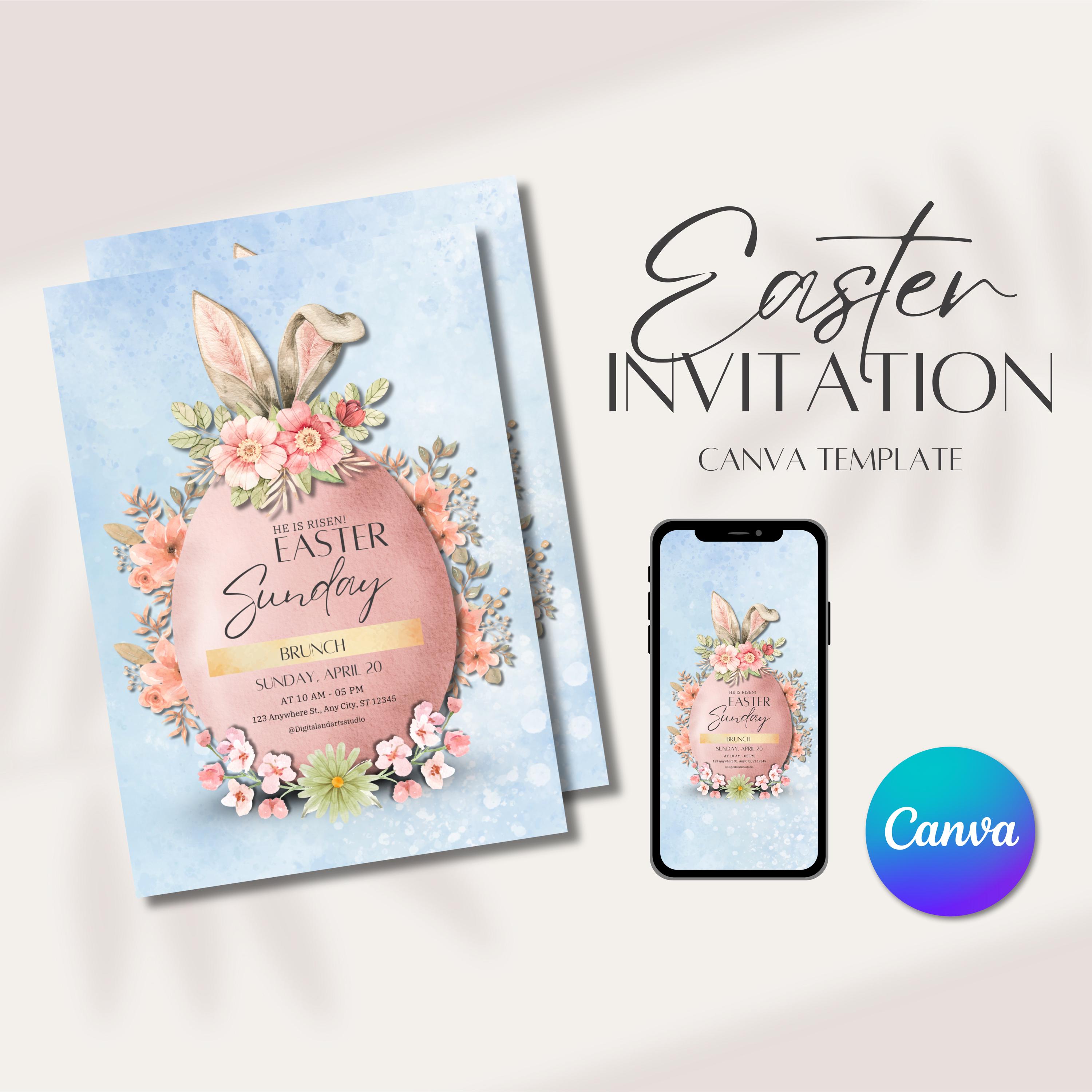 Editable Easter Invitation| Easter Egg Hunt Invite Canva Easter Finds ...