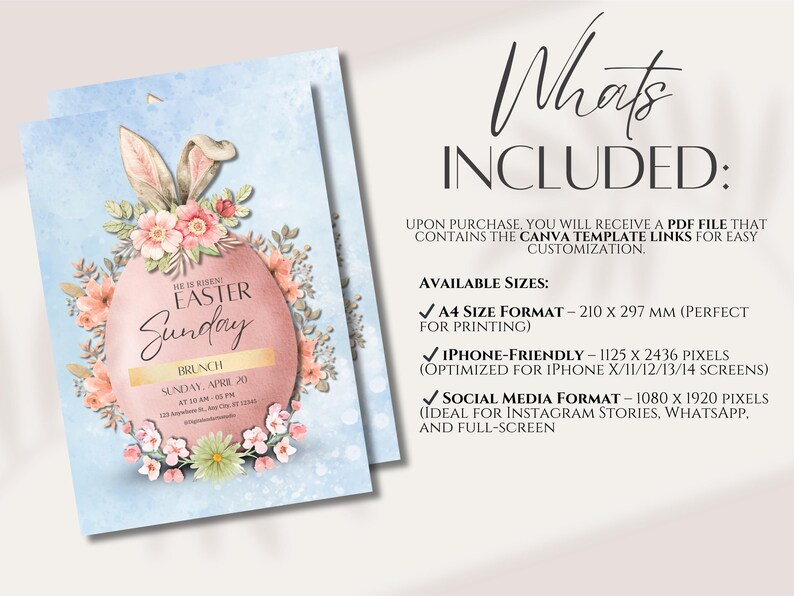 Editable Easter Invitation| Easter Egg Hunt Invite Canva Easter Finds ...