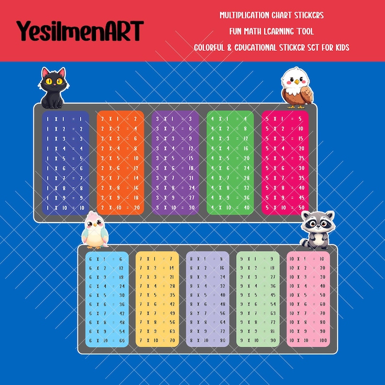 Times Table Stickers for Kids – Easy Math Practice | Printable Stickers ...