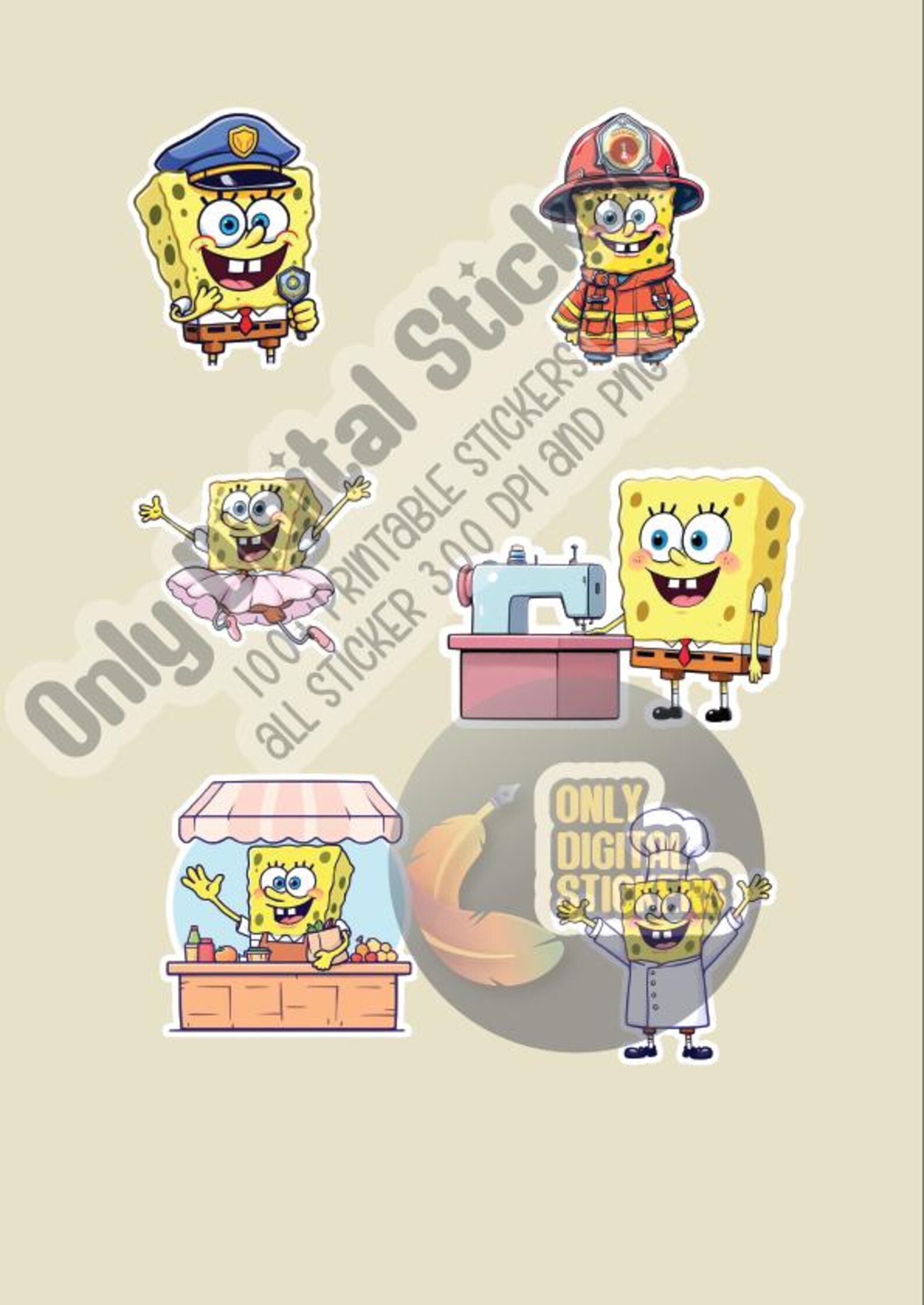 20 Spongebob Squarepants Stickers, Printable Spongebob Squarepants ...