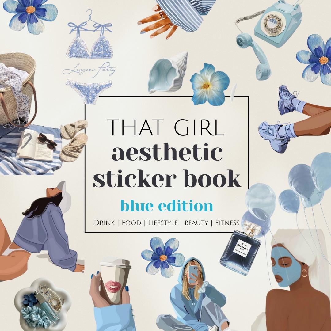 Blue Digital Stickers, THAT GIRL Blue Aesthetic Stickers, Clean Girl ...