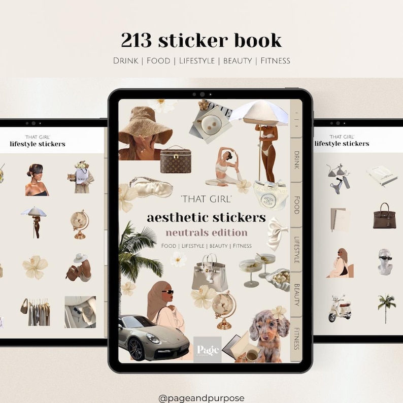 That Girl Stickers | Aesthetic Stickers | Beige Stickers | PNG Sticker ...
