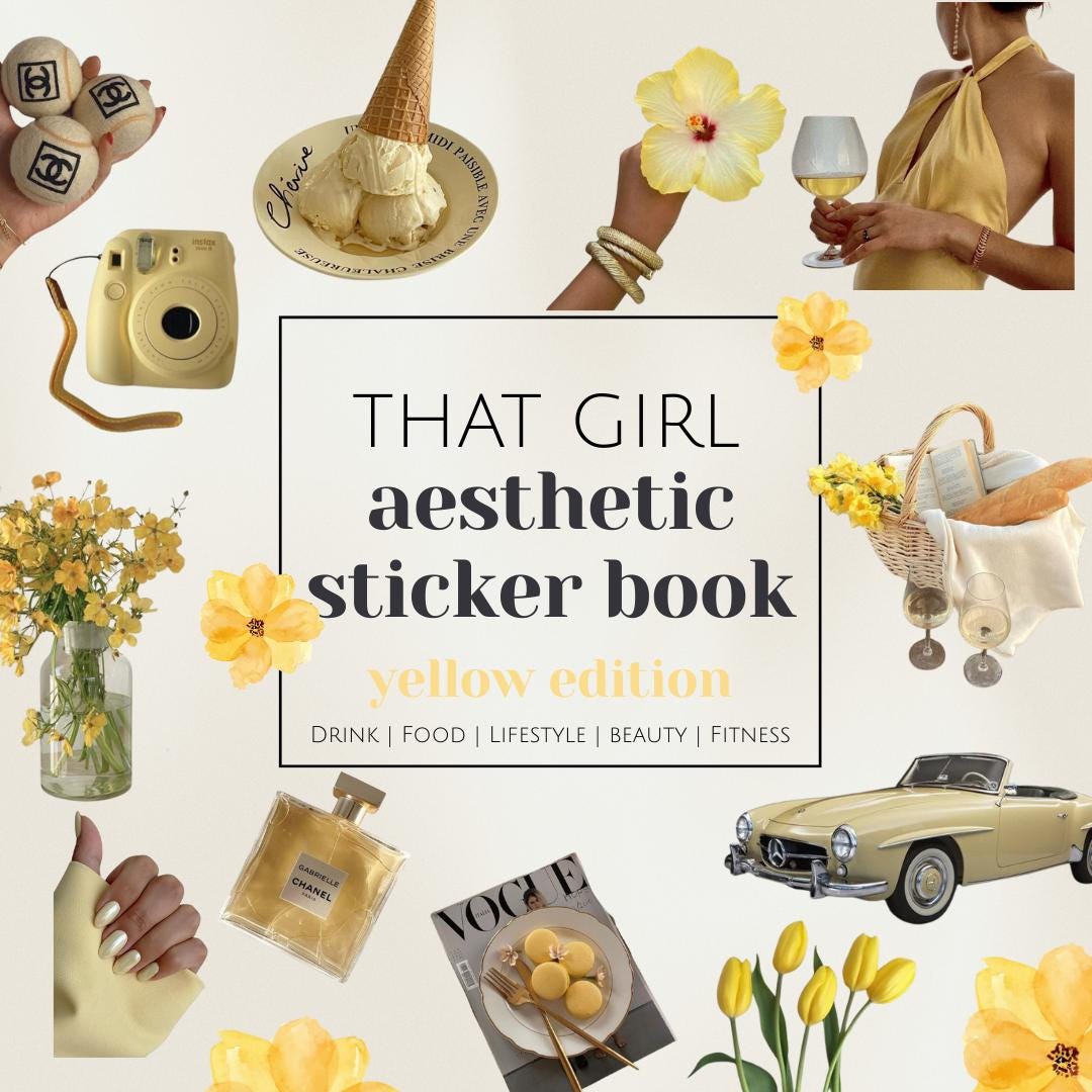 Yellow Digital Stickers, Aesthetic Stickers, Goodnotes Stickers Yellow ...