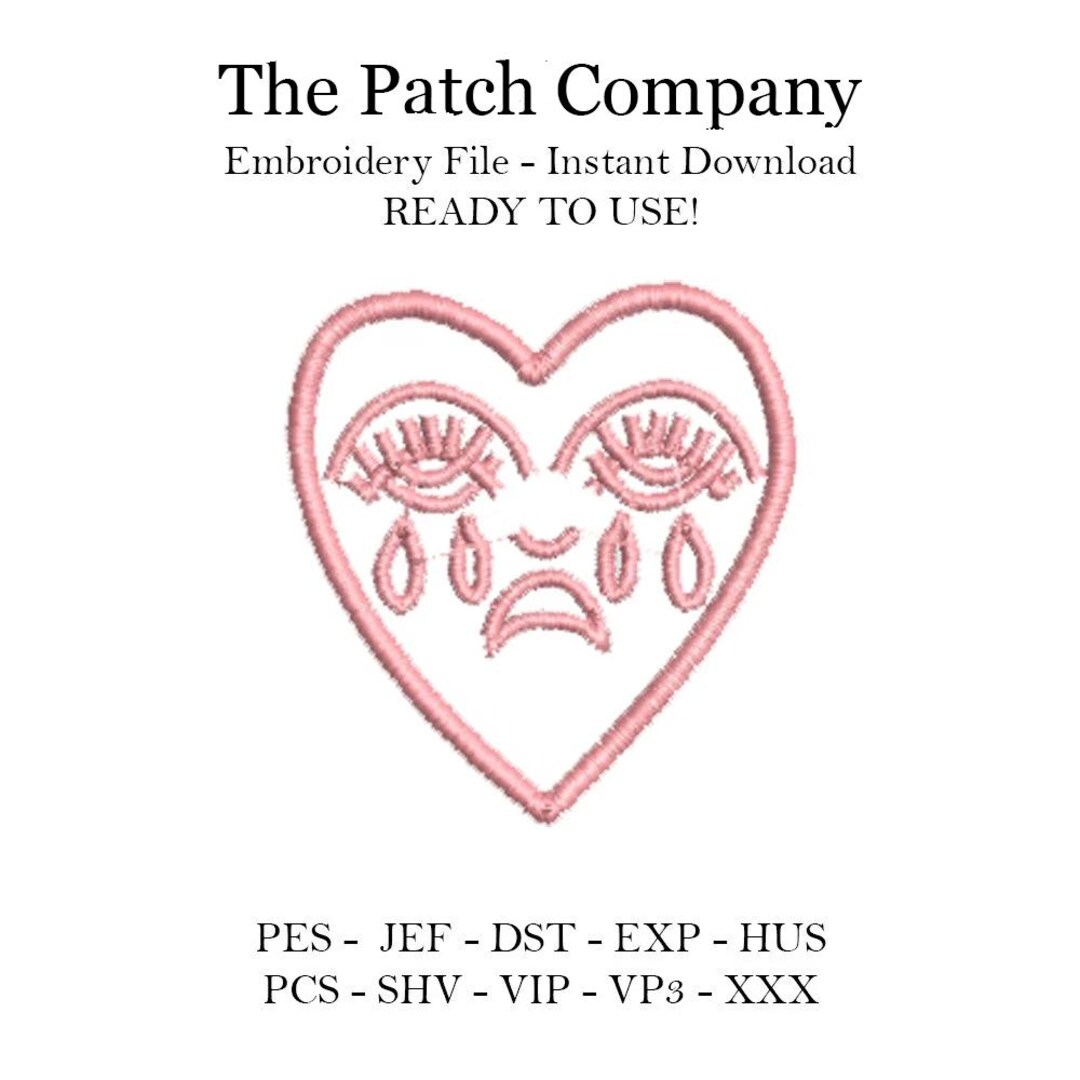 Embroidery File Sad Heart Design Animated Embroidery File Sad Heart ...